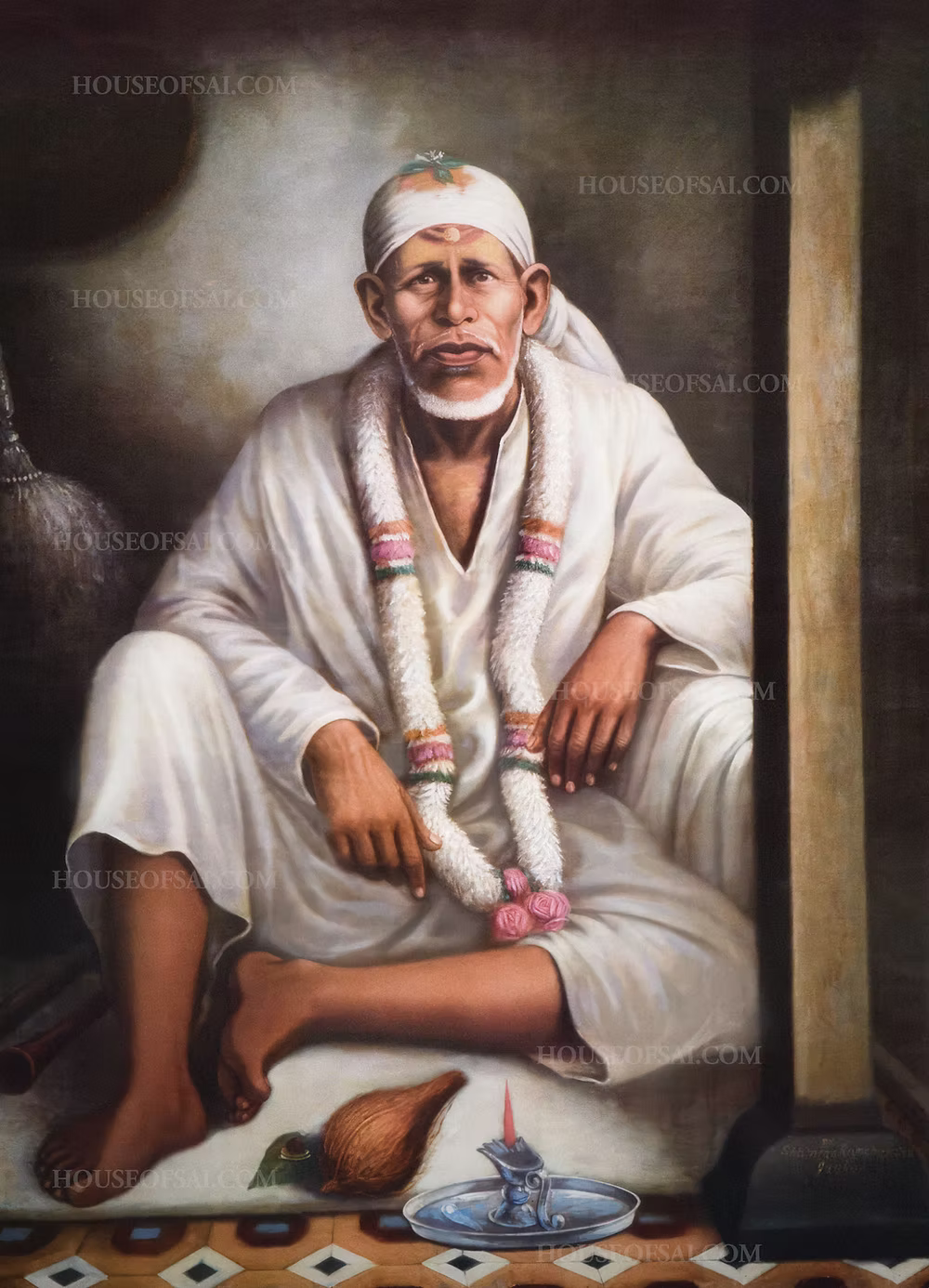 Sai Baba Sitting in Dwarkamai – House of Sai